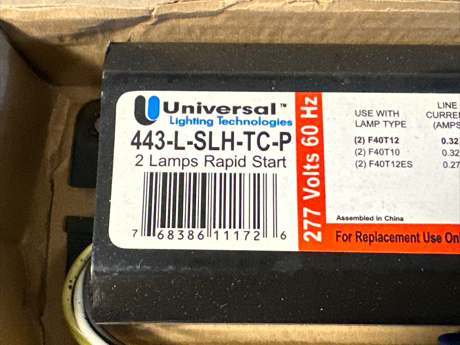 UNIVERSAL LIGHTING TECHNOLOGIES 443-L-SLH-TC-P 2 LAMPS RAPID START BALLAST NEW | eBay