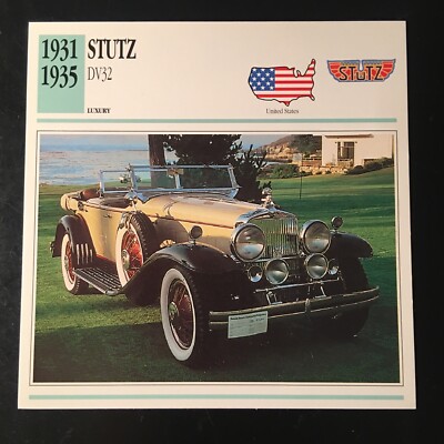 Stutz DV32 1931-1935 Spec Sheet Info Card | eBay