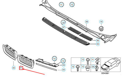 NEW BMW 7 E38 FRONT RADIATOR LEFT KIDNEY GRILLE 51138231595 OEM NO DUTY ...