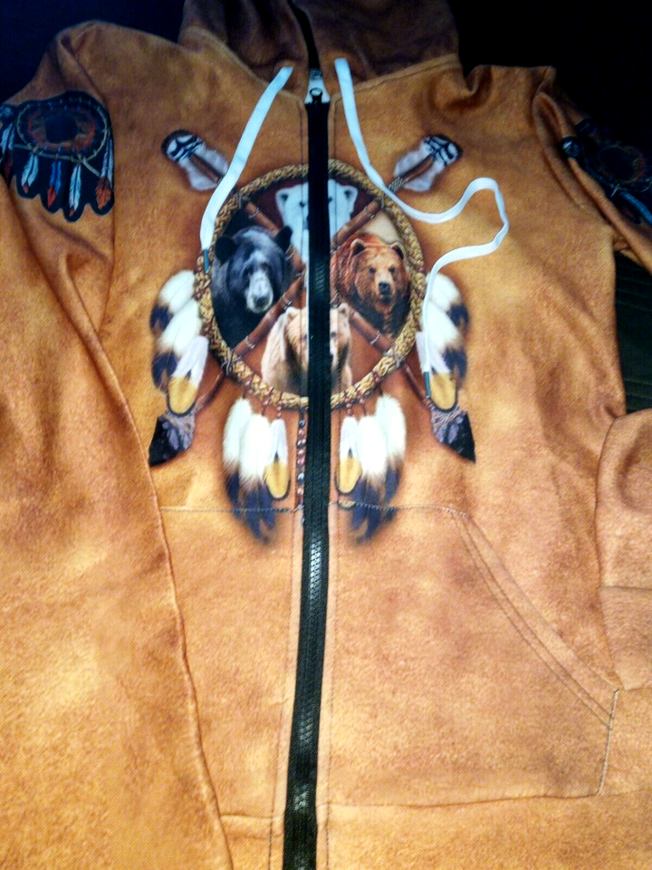 Wolvestuff Print 4 BEARS Dreamcatcher Hoodie Front Pockets Full Zip NEW ...