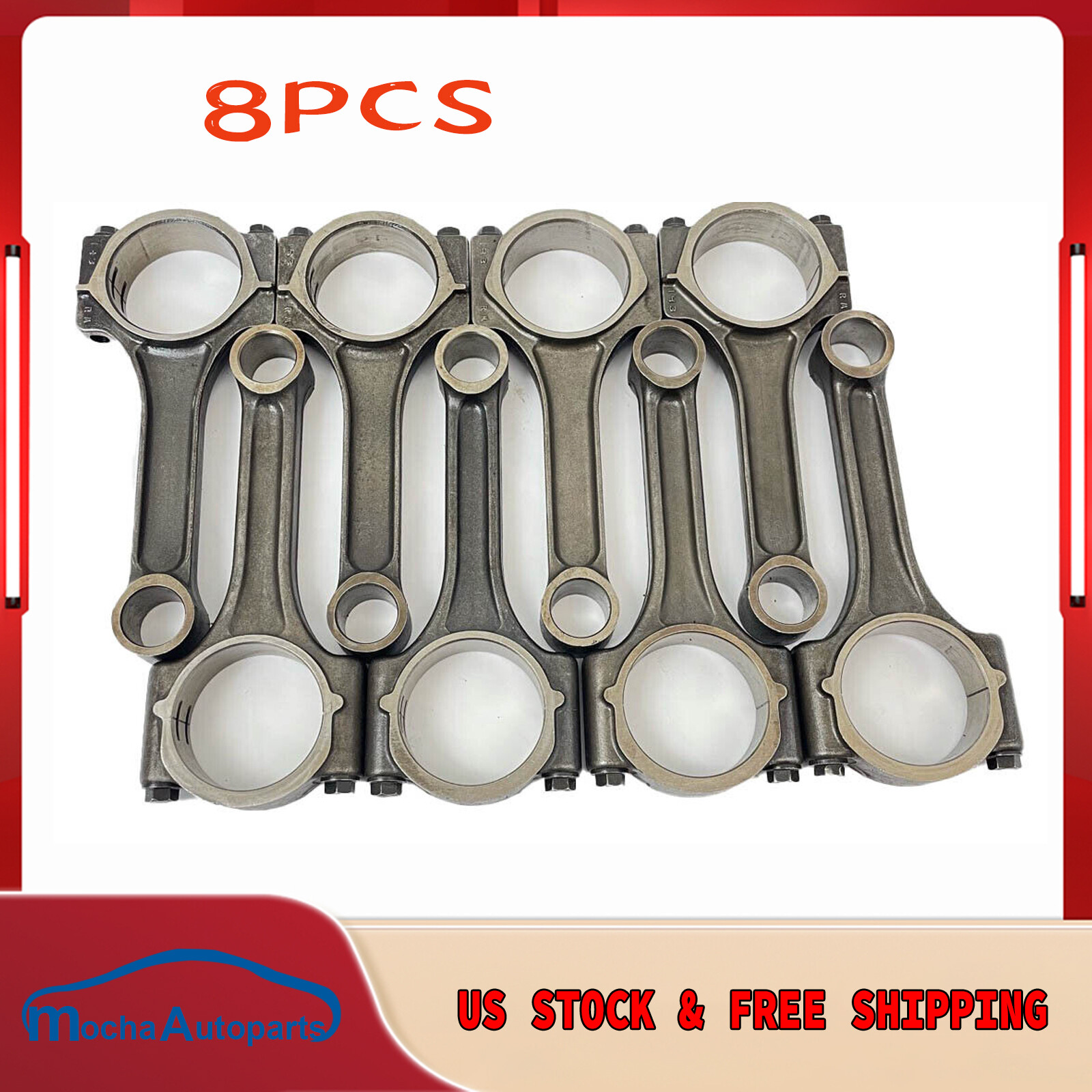 Set of 8 GM 5.3L 6.0L 6.2L LS2 LS3 Gen IV Floating Pin Connecting Rod w ...