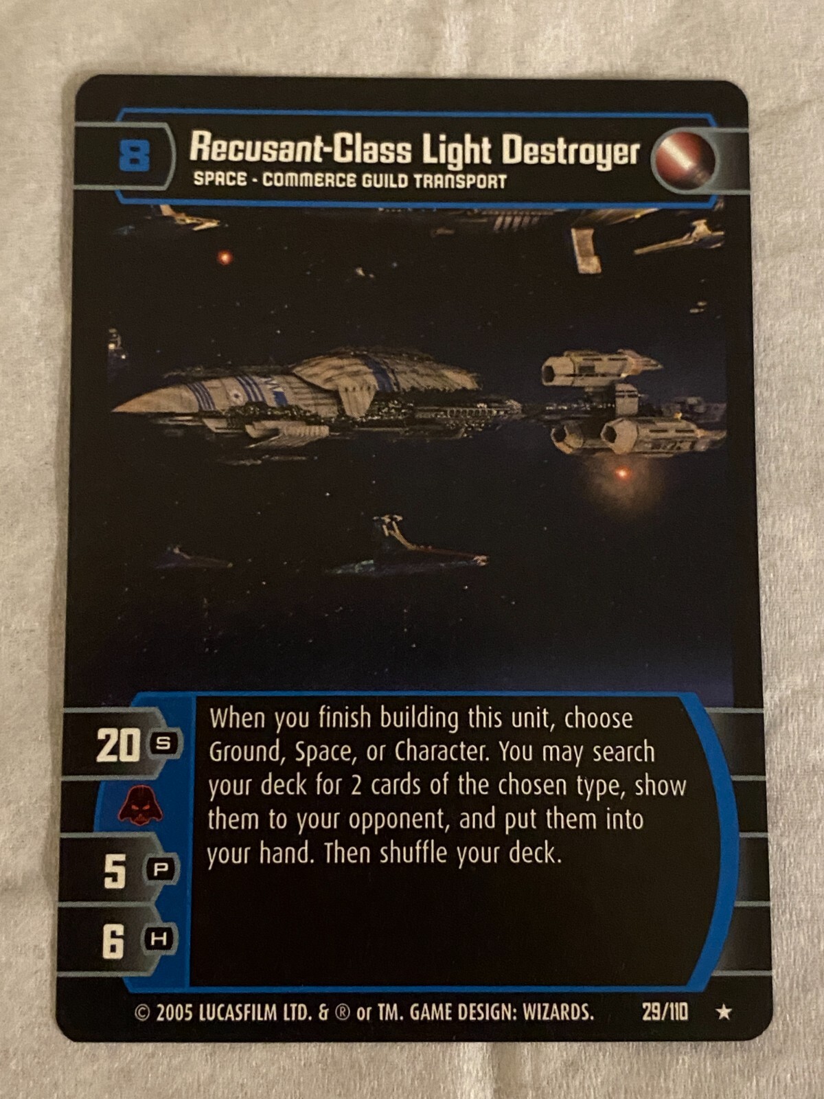 2002 Star Wars TCG WOTC ROTS RECUSANT-CLASS LIGHT DESTROYER Rare NEVER ...