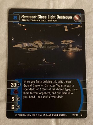 2002 Star Wars TCG WOTC ROTS RECUSANT-CLASS LIGHT DESTROYER Rare NEVER ...