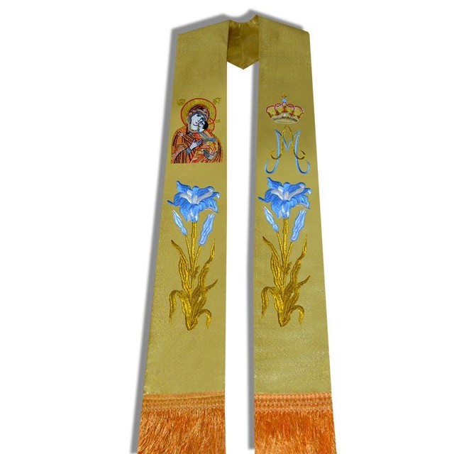 1pc Church Priest Mass Stole Clergy Pastor Flower Cross Crown ...