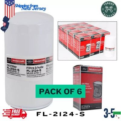 Pack of 6 OEM Genuine FL-2051S/2124S Oil Filter Ford Powerstroke Diesel ...