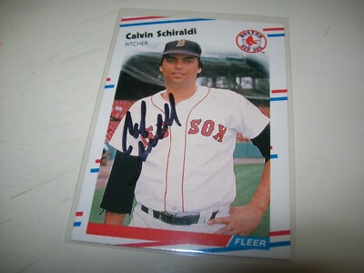 1988 FLEER CALVIN SCHIRALDI AUTOGRAPH SIGNED AUTO #365 BOSTON RED SOX ...