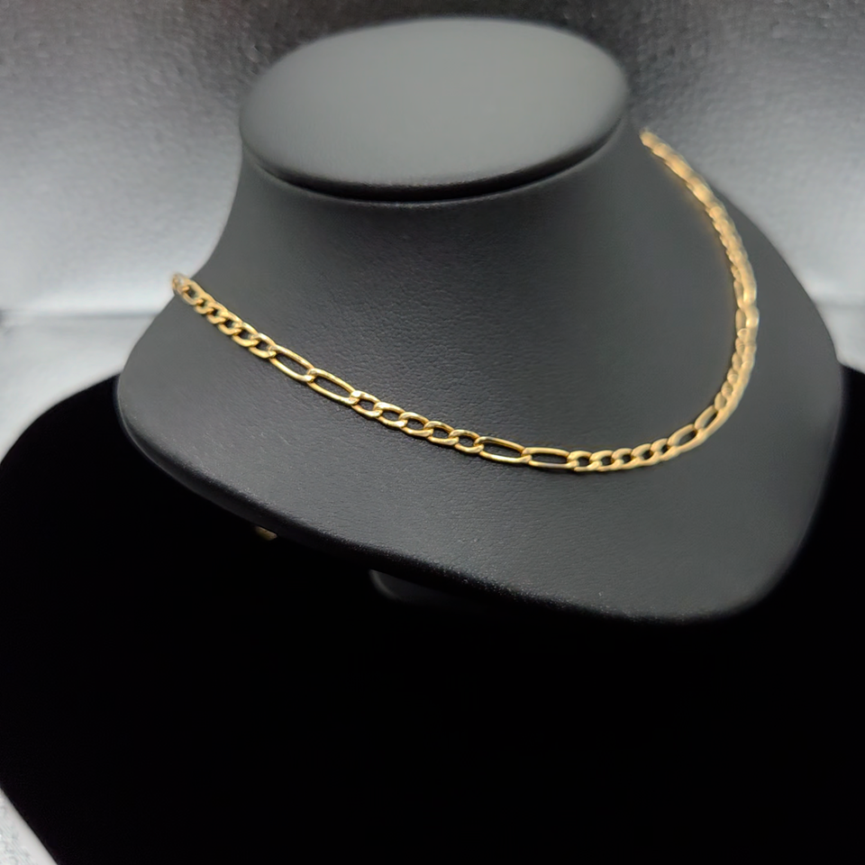 Solid gold figaro chain 14k, 18in, jewelry grade not scrap, mild repair ...