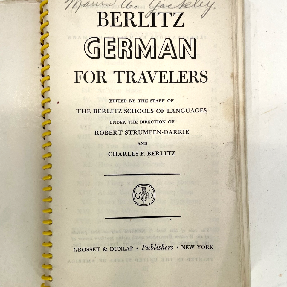 Vintage Berlitz German For Travelers Phrase Book & Pocket Dictionary ...