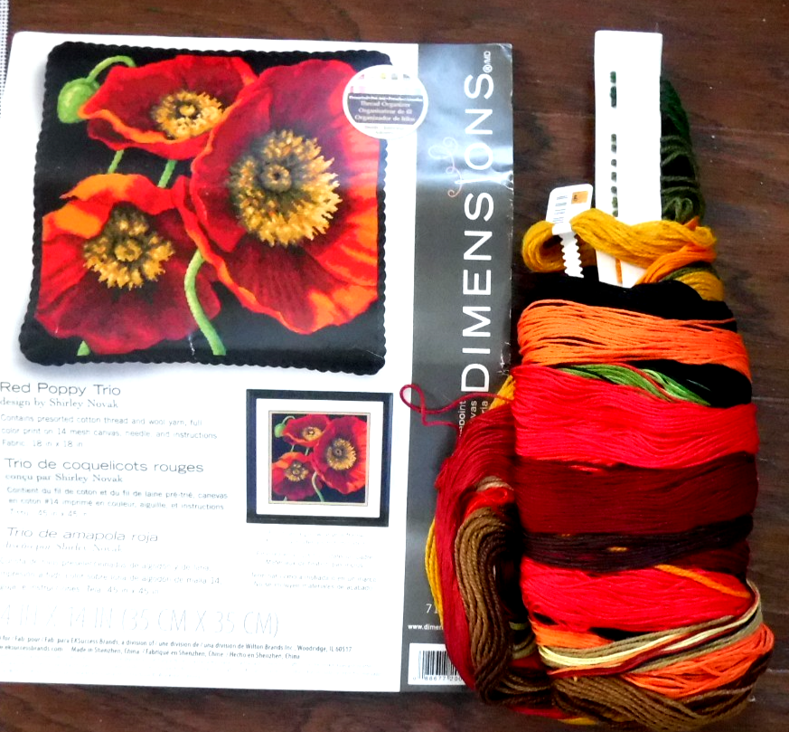 Dimensions RED POPPY Needlepoint Kit 71-20073 for Pillow Or Frame NEW ...