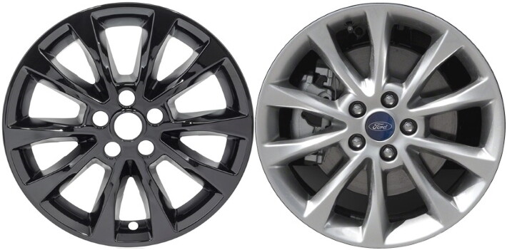 (1) 17" GLOSS BLACK WHEEL COVER SKIN HUBCAP FITS 2017-2018 FORD FUSION ...