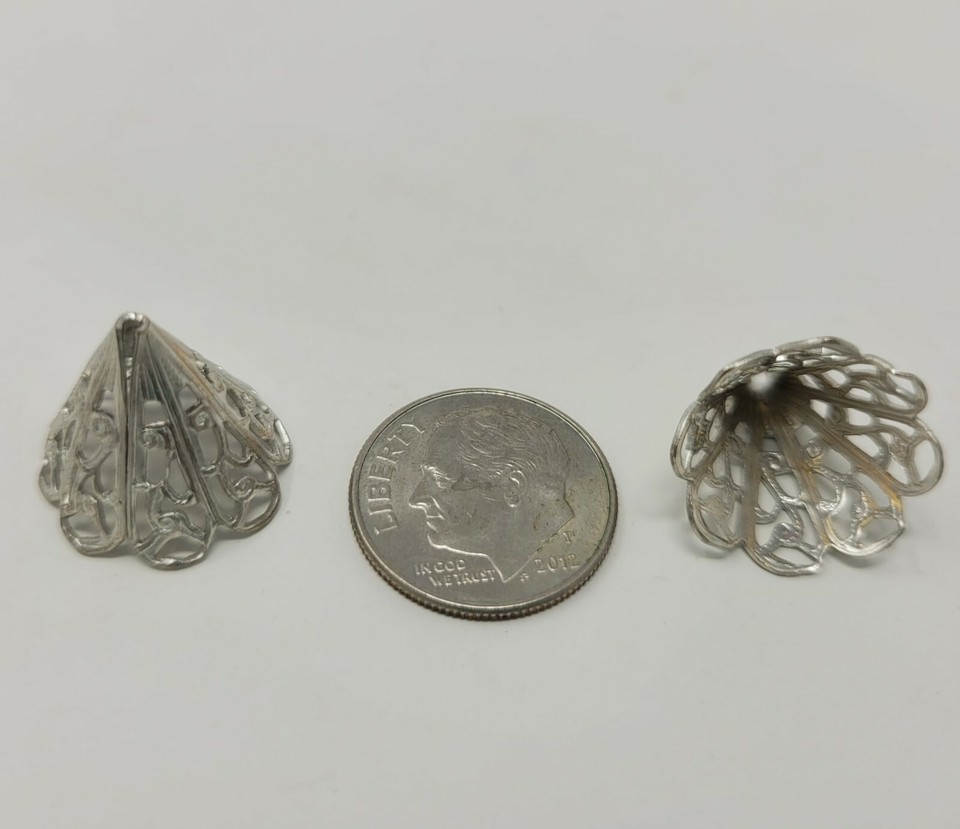 Pack of 20 Silver Tone Metal 15mm Filigree Tulip Bell Bead Caps VTG ...