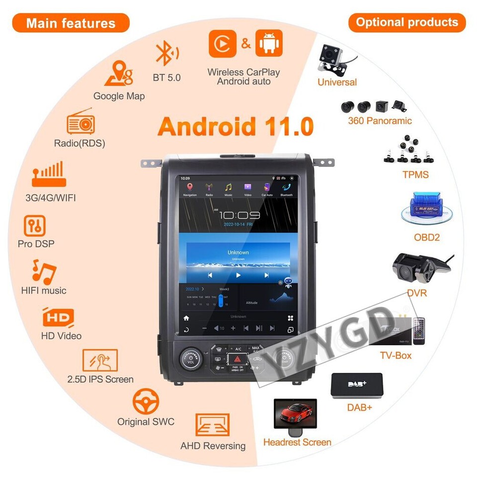 For Ford F150 2013-14 128G Android Carplay Car Radio Screen 2Din Stereo ...