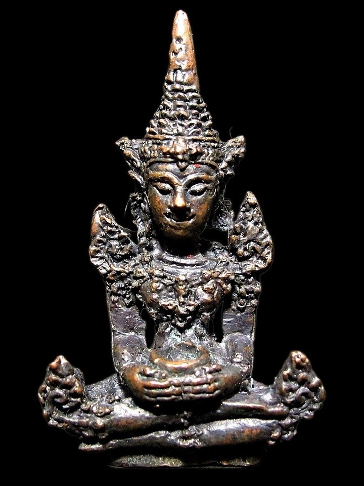 Antique 18th C Bronze Buddha, Phra Rattan Parng Aum Bathr, Thai Amulet ...