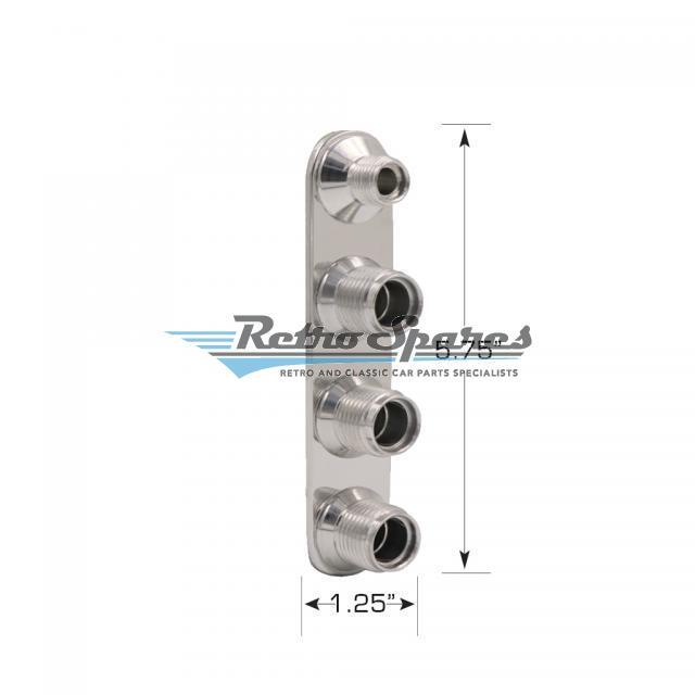 Vintage Air - Streamline Polished Aluminum 4-Way In-Line Bulkhead Plate ...