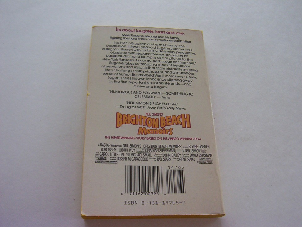 BRIGHTON BEACH MEMOIRS 1986 NEIL SIMON BLYTHE DANNER PHOTOS MOVIE TIE ...