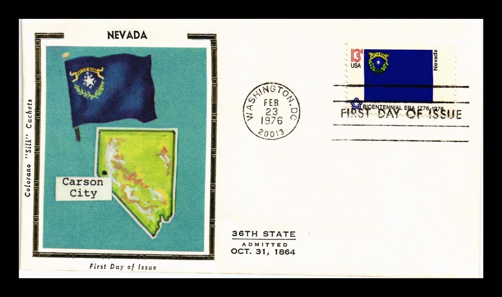 DR JIM STAMPS US COVER NEVADA STATE FLAG FDC COLORANO SILK CACHET | eBay