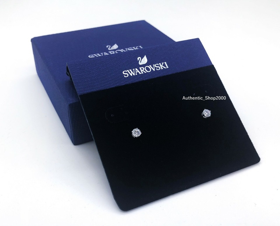 New Authentic SWAROVSKI Brand Rhodium Attract Round PE Stud Earrings ...