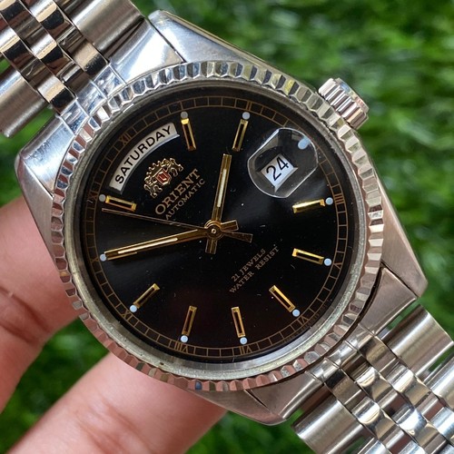 Rare Orient President Automatic 21J Black Dial Day Date Automatic Watch ...