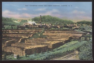 Postcard CANTON,North Carolina/NC CHAMPION PAPER CO Bird's Eye Aerial ...