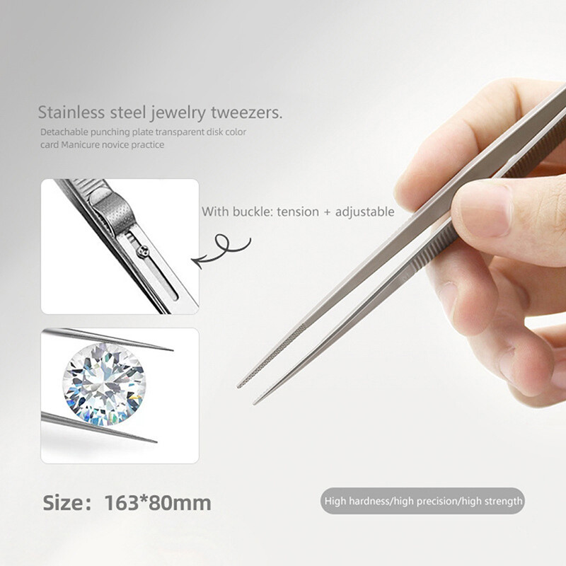 Professional Stainless Steel Tweezers Jewelry Fixed lock for DIY ...