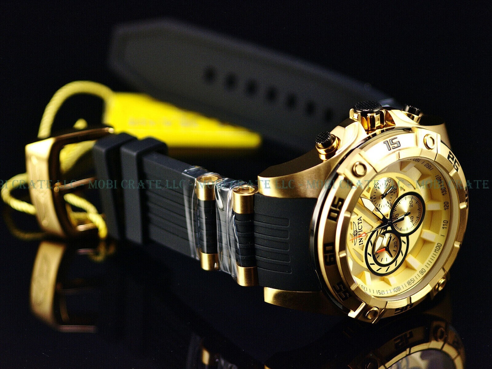 New Invicta Men 52mm HYBIRD Speedway Viper Chrono Gold Tone Silicone ...