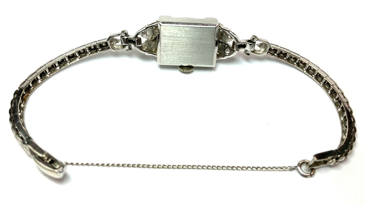 Eloga Solid 14k White Gold Art Deco Ladies Diamond Wrist Watch | eBay