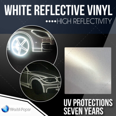 High Reflectivity WHITE Reflective Sign vinyl Adhesive Plotter 24"x 10 ...