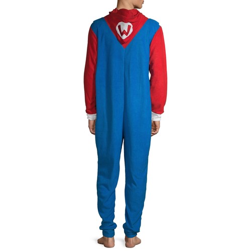Mens Super Mario Brothers Union Suit One Piece Pajama Halloween Costume ...