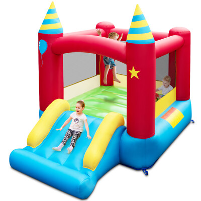 Inflatable Bounce House Blow-Up Bouncy Castle with Wide Slide Blower ...