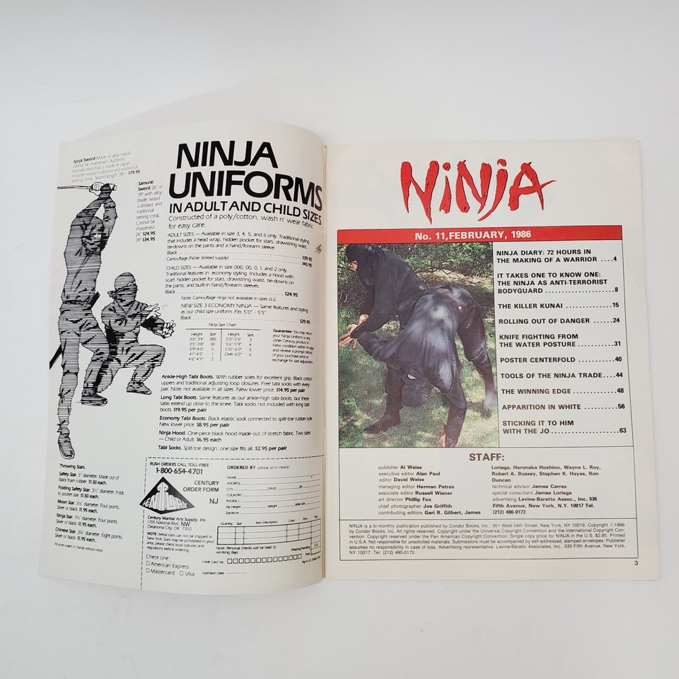 Vintage February 1986 The Original Ninja Magazine NINJA#11 w/Poster ...