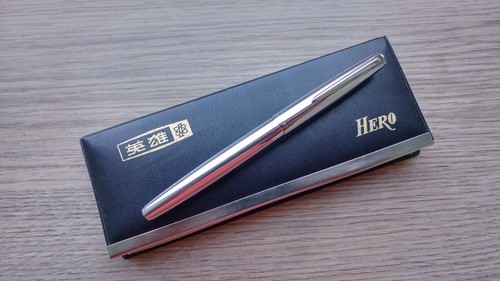 Vintage SUPER RARE NOS 1960's Hero 100 Gold 14K-585 nf Nib Fountain Pen ...