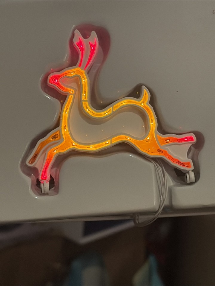 Vintage Dept 56 Brite Lites Lighted Village Deer & Merry Christmas ...