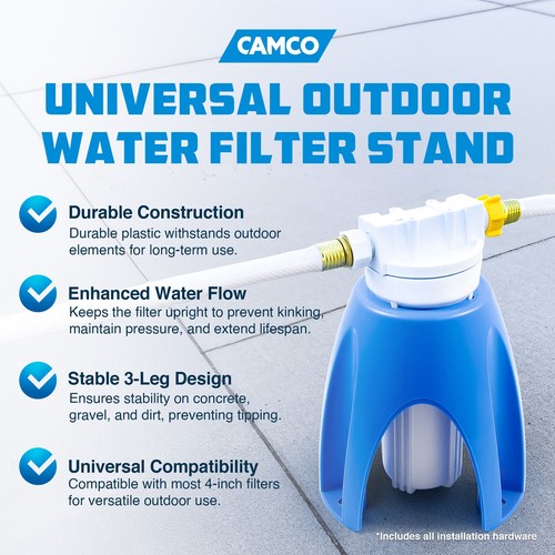 Camco Universal Outdoor Water Filter Stand for RV & Camper Accessories ...