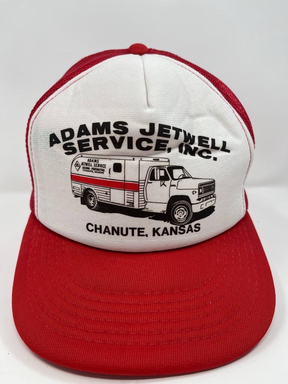 ADAMS JETWELL SERVICE (KS) vintage red / white adjustable snapback cap ...
