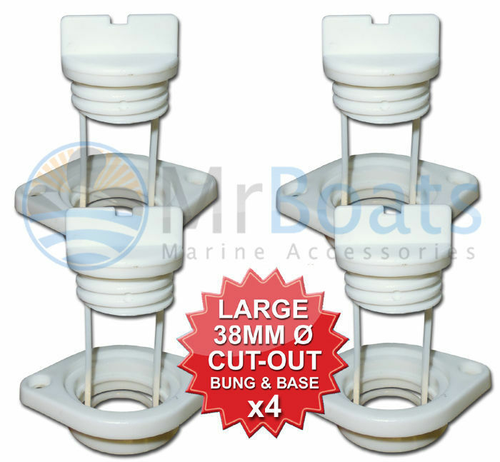 4 x LARGE BOAT BUNG & BASES WHITE COARSE THREAD BOAT BUNGS PLUG FREE ...