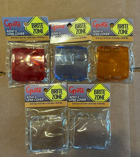 5/PACK Grote Blue,2 Clear,Red,Amber Lens Covers for BZ501-5 & BZ511-5 ...