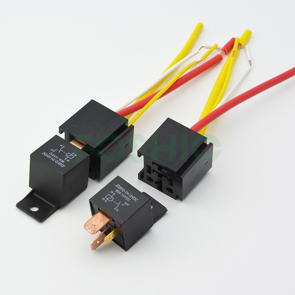 Car Relay, Socket 12V 80A AMP 4Pin DC SPST General Purpose Relays ...