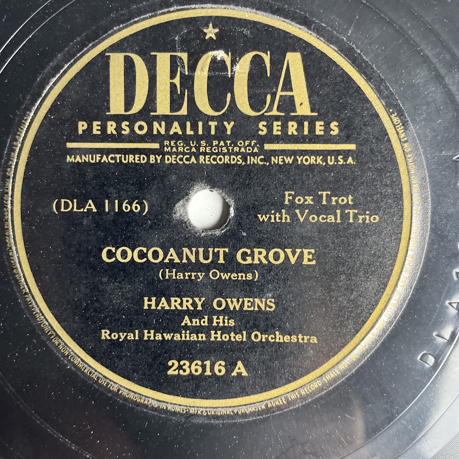 10" 78 RPM-Harry Owens-Cocoanut Grove/My Isle of Golden Dreams/Decca 23616 | eBay