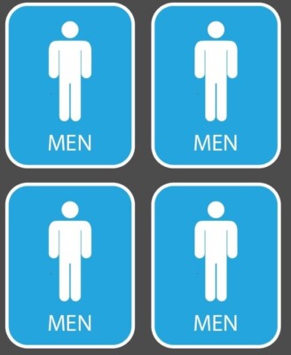 RESTROOM MENS 4 PACK SIGN WARNING STICKER Waterproof Vinyl 100 x 128mm ...