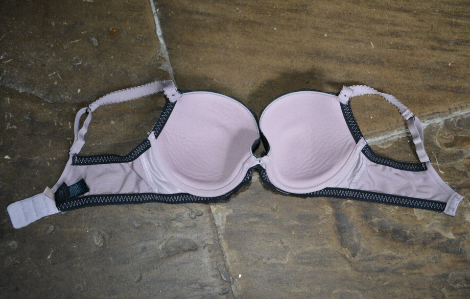 M&S Marks Spencer MEGAN Padded Wired Black Lace Comfy Bra Pastel Purple ...