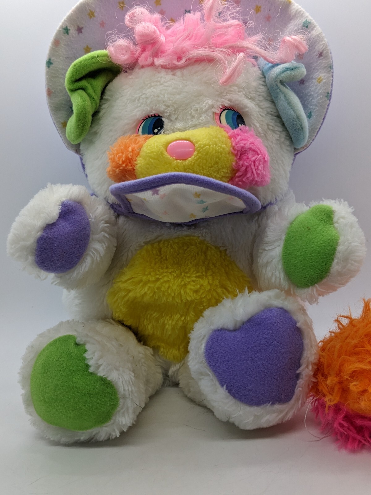 Vintage 80s Baby Bibsy Popples Plush White Mattel 1986 Bonnet 12 Inch ...