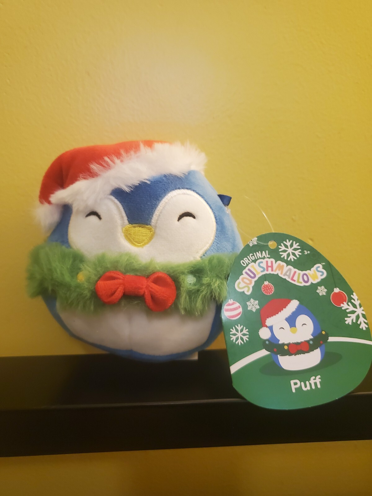 Squishmallow 4-5” Puff Blue Penguin with Wreath & Santa Hat NWT | eBay
