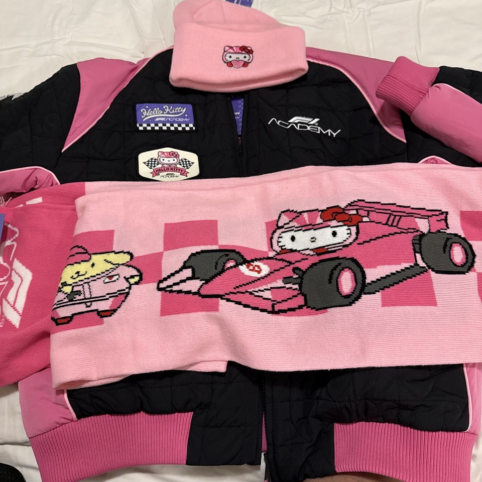 Hello Kitty F1 ACADEMY Las Vegas Pink Racing Jacket F1 BEANIE HAT AND ...