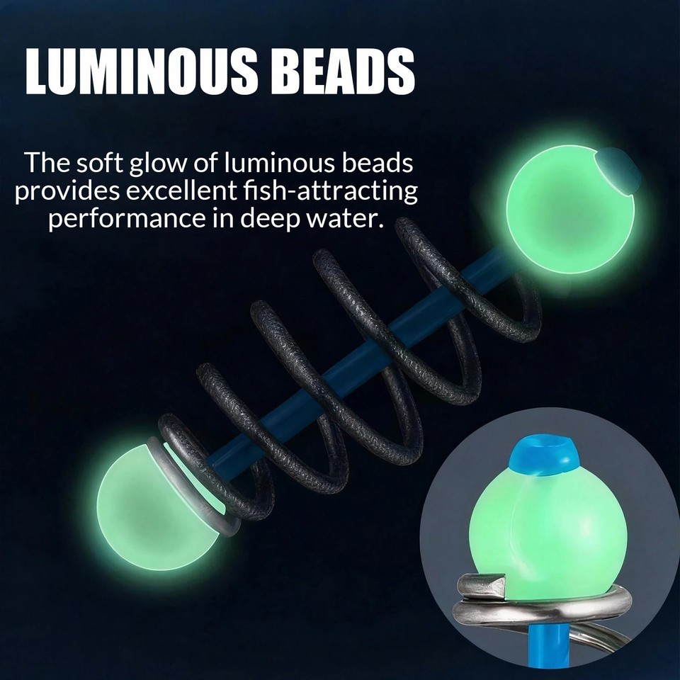 9KM 15pcs Fishing Sliding Bait Cage Rig with Luminous Beads Snag ...