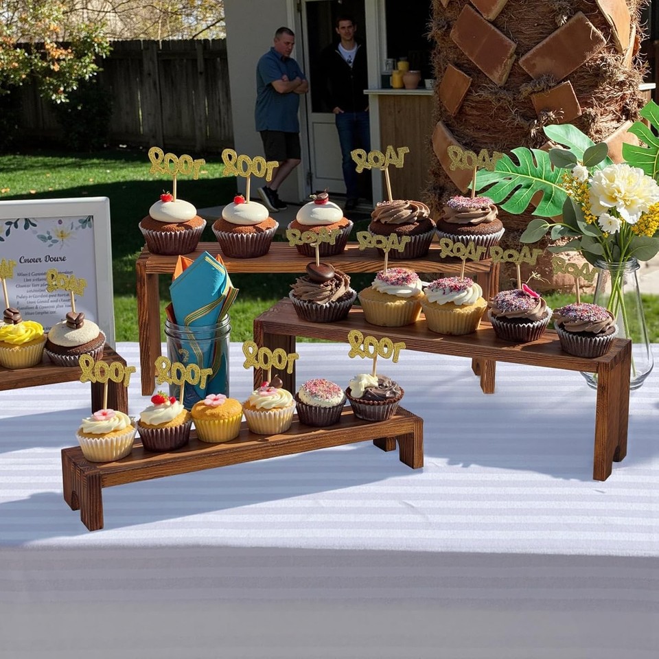2 Set Large Wooden Tiered Riser Display Stands for Vendor Events ...