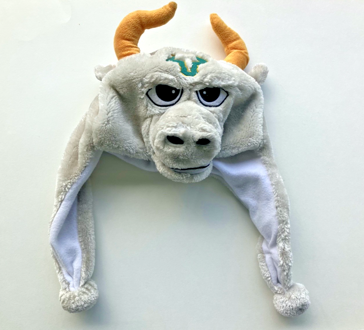 USF BULLS PLUSH HAT MASCOT ROCKY D BULL UNIVERSITY OF SOUTH FLORIDA ONE ...