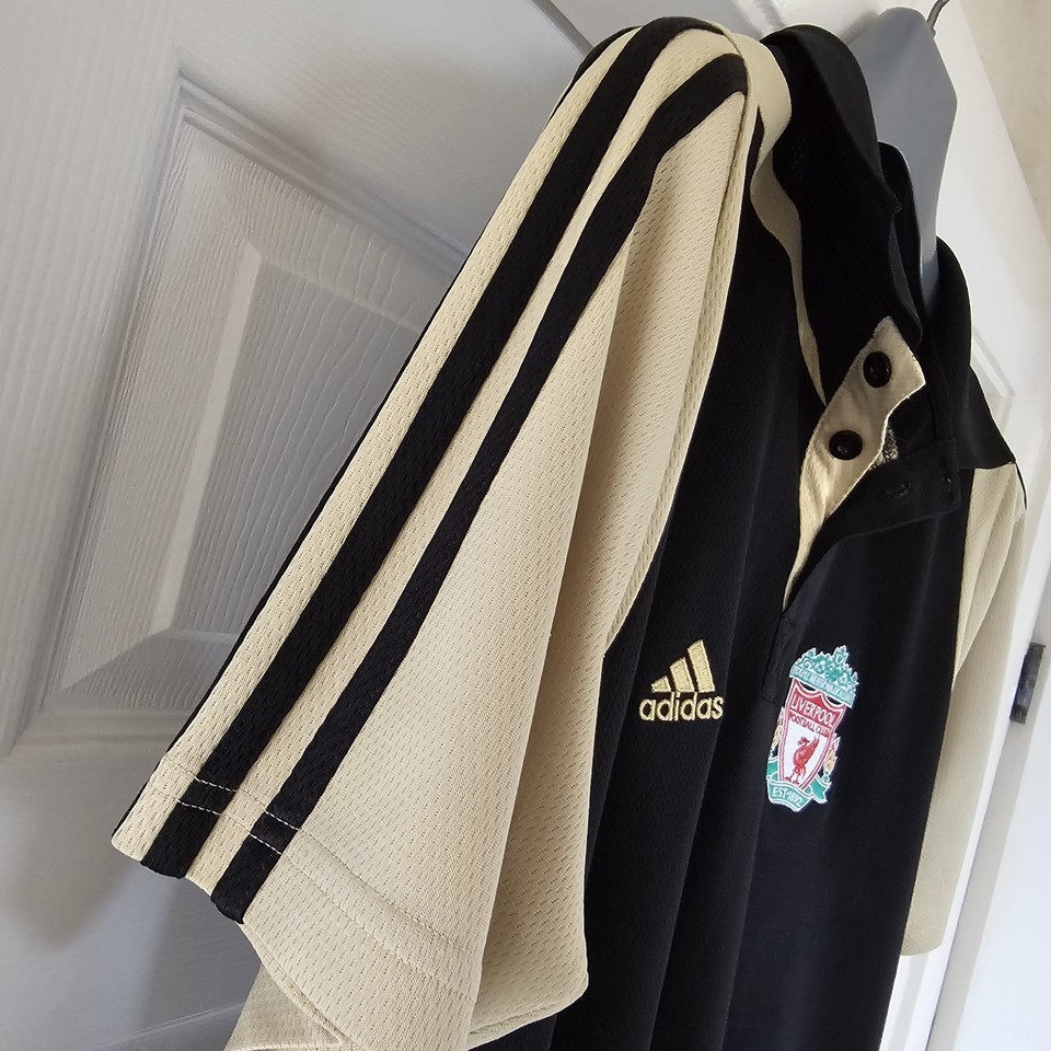 Men's Adidas Liverpool FC LFC Black Gold Short Sleeve Polo Shirt UK (M ...