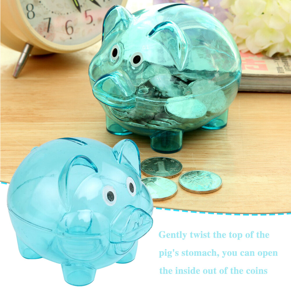 Transparent Plastic Piggy Bank Keepsake Cartoon Money Saving Box Cute ...