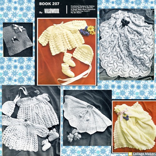 Villawool Crochet Book 207. Baby Jacket Bonnet Bootees Blanket Shawl in ...