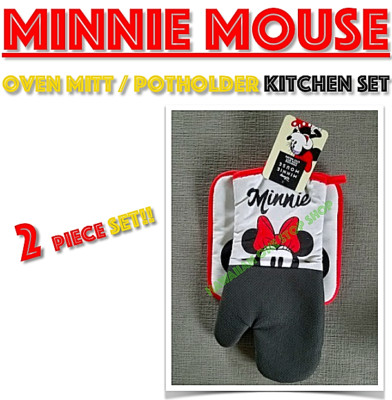 2 DISNEY MINNIE MOUSE KITCHEN SET Oven Mitt and Potholder 2 Piece Total ...